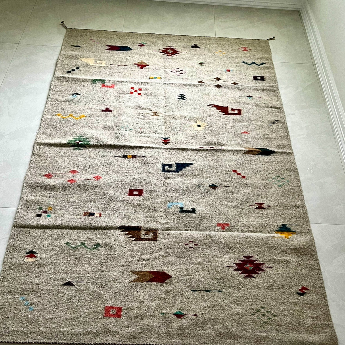 Zapotec Wool Rug |6 ft 7 in x 4 ft 3 in | Cream Color| Studio CM